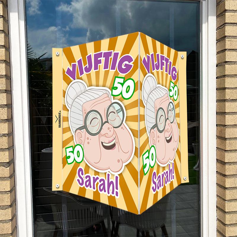 Sarah 50 jaar raambord - Cartoon | Raambordje.nl | Het grootste ...